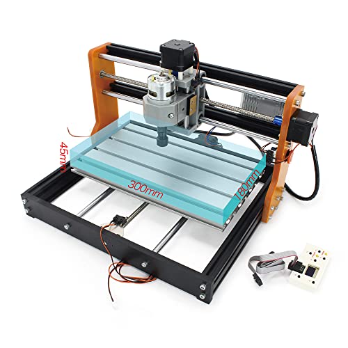 RATTMMOTOR Upgrade 3018 PRO CNC Wood Router Machine Kit 3 Axis GRBL DIY Mini CNC Engraver Milling Machine+Offline Controller+Emergency Stop and Limit Switch for Cutting Plastic Acrylic PVC PCB Wood