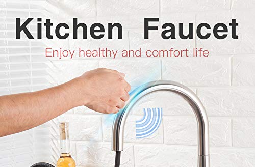 KDR Touchless Kitchen Faucet,Touch-on Activation Kitchen Sink Faucets with Pull Down Sprayer, Brushed Nickel Smart Bar Sink Faucets M505