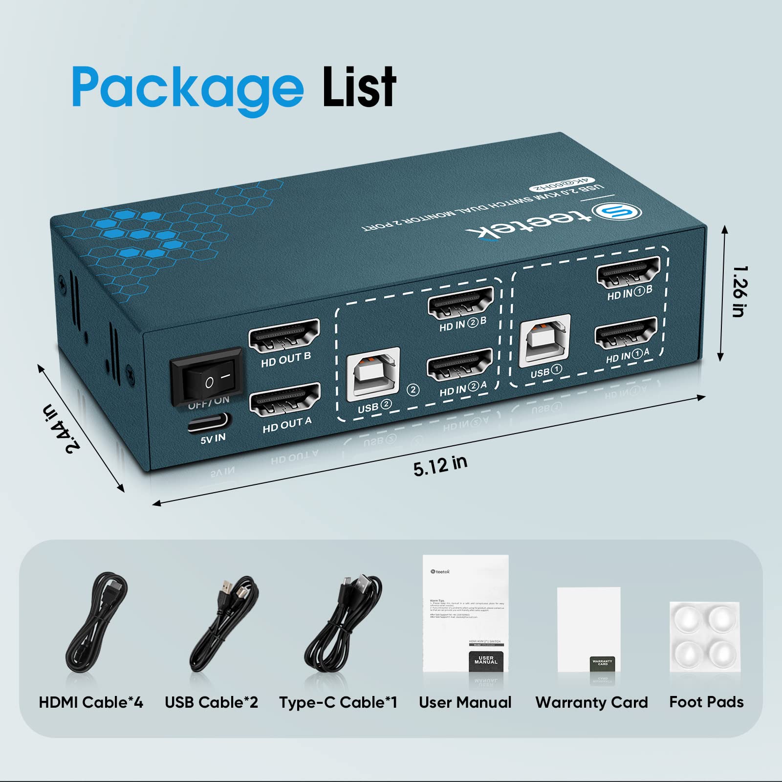 Steetek HDMI Dual Monitor KVM Switch 4K@60Hz, HDMI 2.0 2 Monitors 2 Computer KVM Switch, with USB 2.0 & USB 1.1 Ports, HDCP 2.2, Button Switch & Hotkey Switch