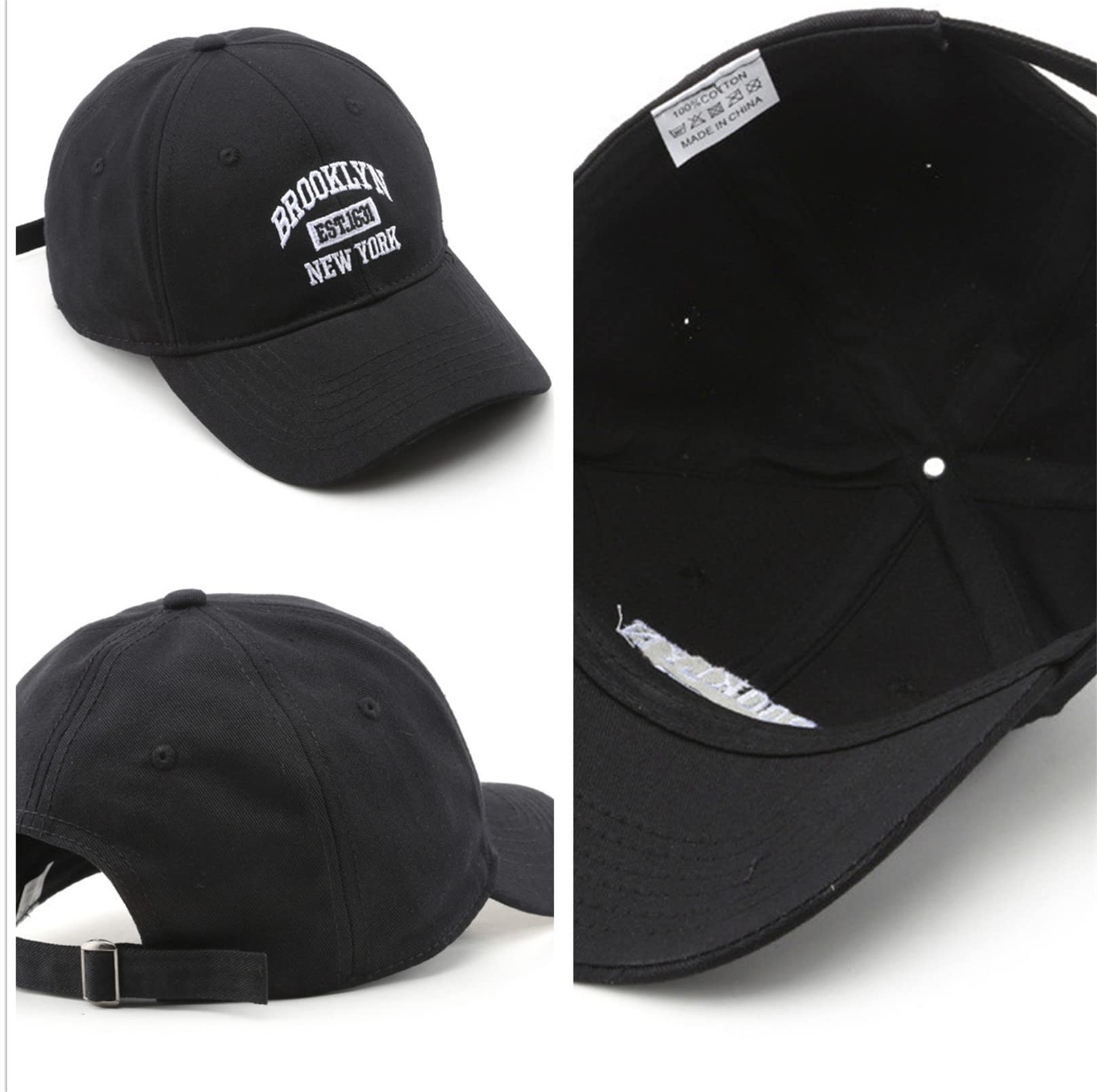Pure Pang Unisex USA Cities New York Brooklyn Embroidered Baseball Cap Adjustable Solid Color Dad Hat(DarkBlue,OneSize)