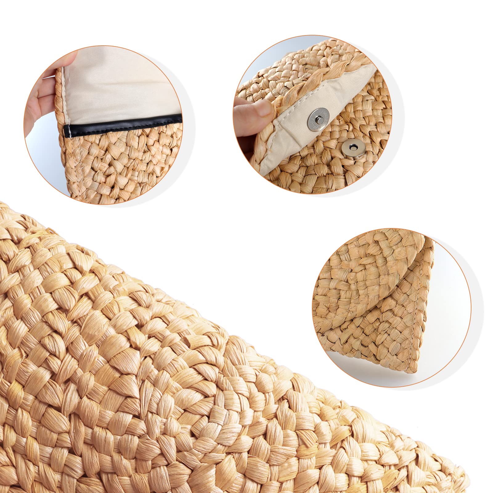 LUOFMISS Straw Clutch Purses for Women Envelope Woven Clutch Handbags Casual Straw Handmade Bag