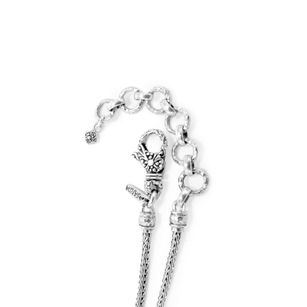 SARDA .925 Sterling Silver 3mm Bali Snake Chain Necklace with Janyl Adair Lobster Claw Clasp - Handmade by Bali Artisans - 34β with 2β Adjustable Extender