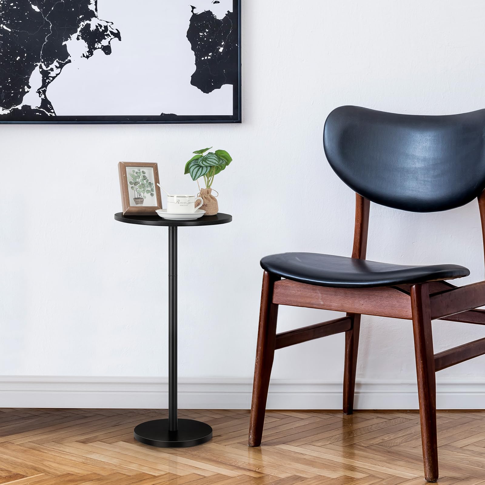 Vrisa Drink Table Small Side Table for Small Spaces Round Pedestal Table Accent End Table Modern Martini Coffee Cocktail Table for Living Room, Bedroom, Sofa Couch Chair, Patio, White