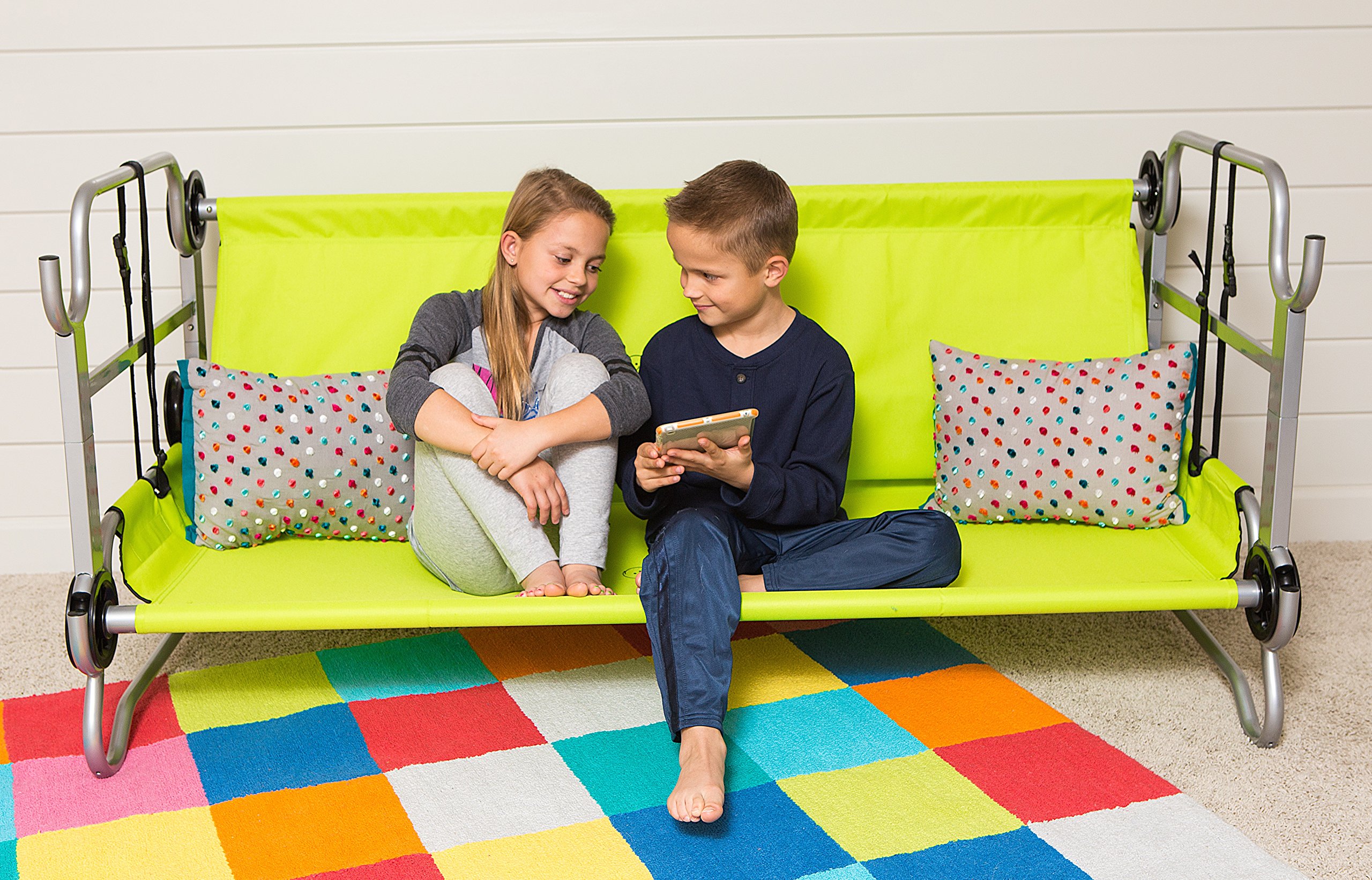 Kid-O-Bunk with 2 Side Organizers, Lime Green