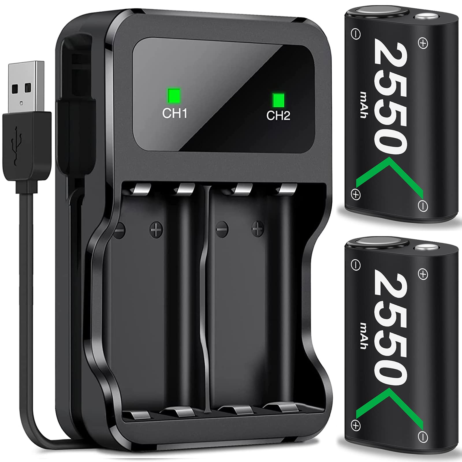 Mocagen Controller Batteries for Xbox Series X/S, Rechargeable Battery Pack Compatible with Xbox One/One X/One S/One Elite Controllers Accessories Kit
