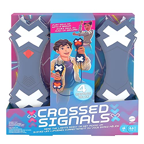 Mattel Games Crossed Signals Electronic Game with Pair of Talking Light Wands, Play Solo Or with Up to 4 Players, Move Wands Up, Down Or Shake, Gift for 8 Year Olds & Up, HCG57