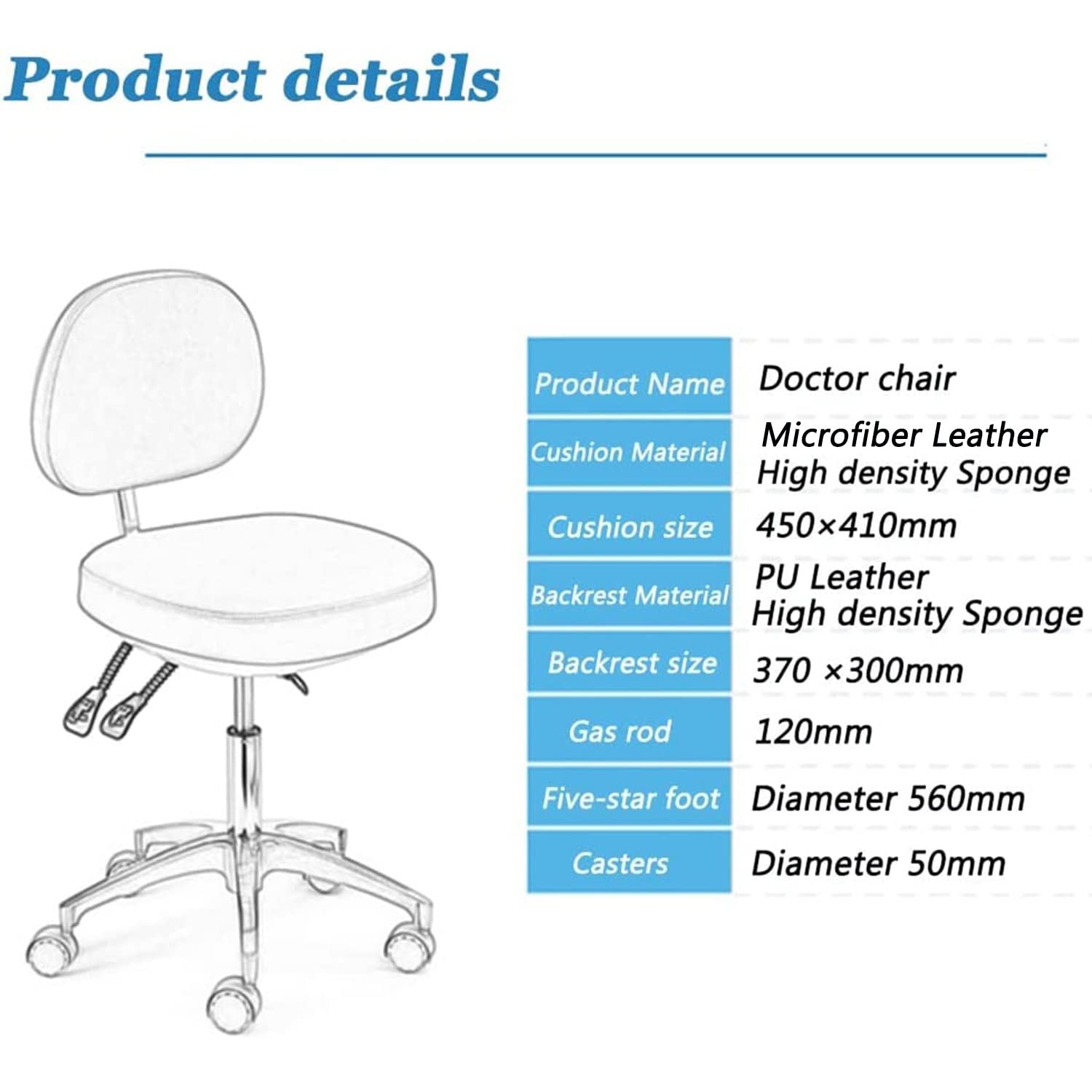 Standard Dental Mobile Chair Adjustable Doctor's Stool Leather Dentist Chair, Color Can Customizable (Color : Green)