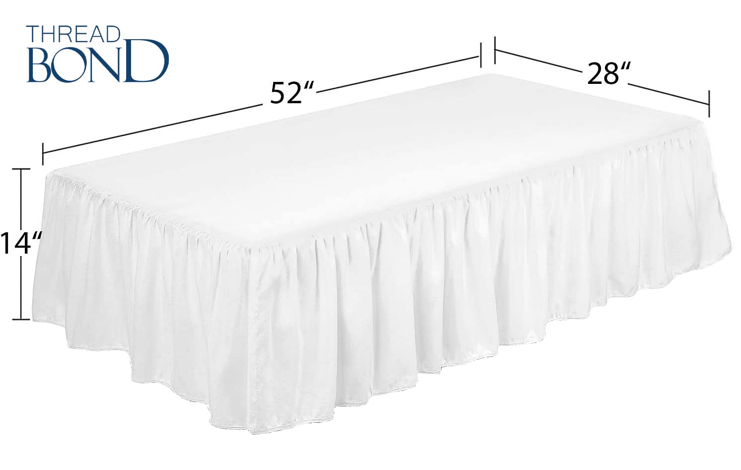 Thread Bond Crib Skirt 100% Microfiber-Durable Elegance for Baby Boys & Girls -Beautiful Ruffles for a Charming Finish -Soft Breathable-Easy On & Off Pleated with a 14β Drop (White Solid)
