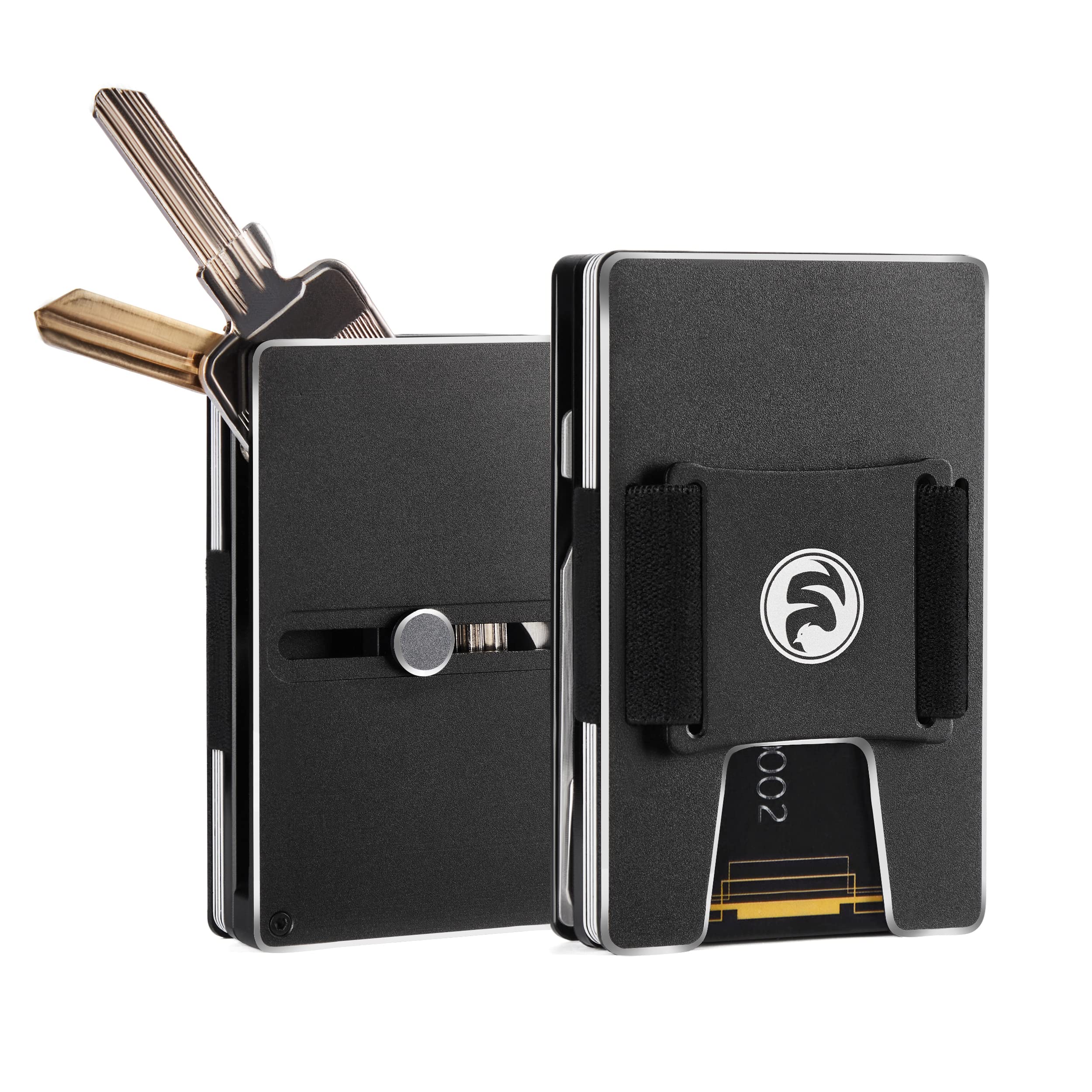 Men Minimalist Metal Wallet with Smart Key Holder and Multitool | Personalized Compact RFID Blocking Card Organizer | Front Pocket Slim Aluminum EDC Tactical Wallet with Cash Strap