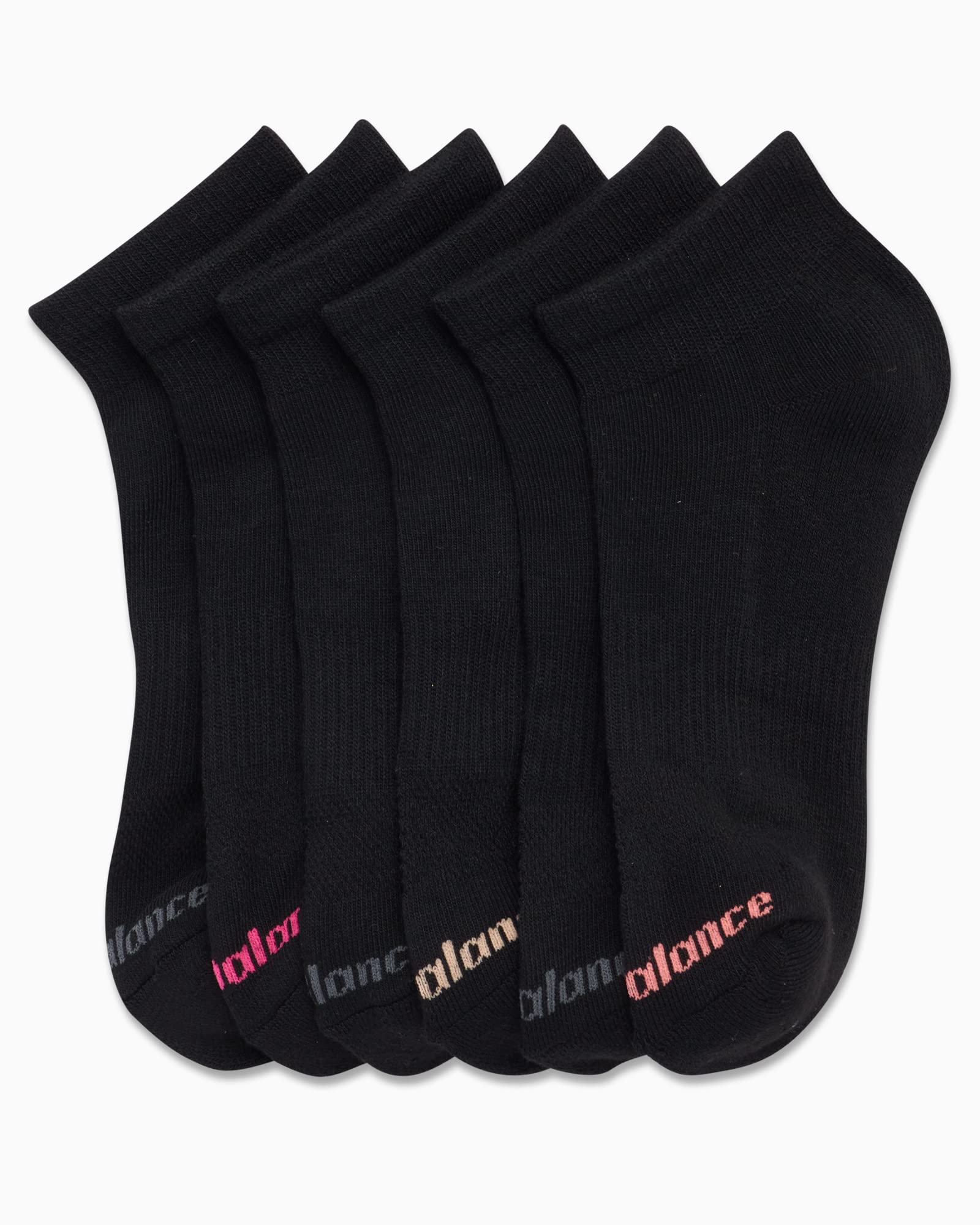 New Balance Women’s Athletic Socks - Cushioned Quarter Cut Ankle Socks (6 Pack), Size 4-10, White Mesh