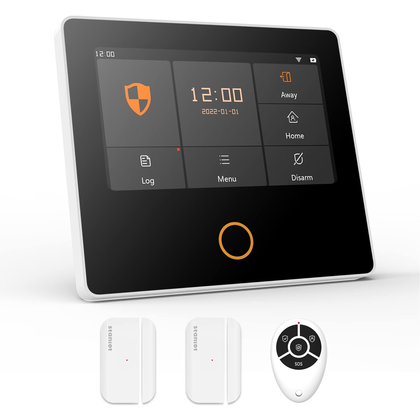 Staniot Home Security System Basic Kit for Apartment, Secpanel 5 Wireless Alarm System Kit, IPS Touch Screen Panel, Door Sensor, Remote Control, High Decibel Siren for Home Security, Work with Alexa
