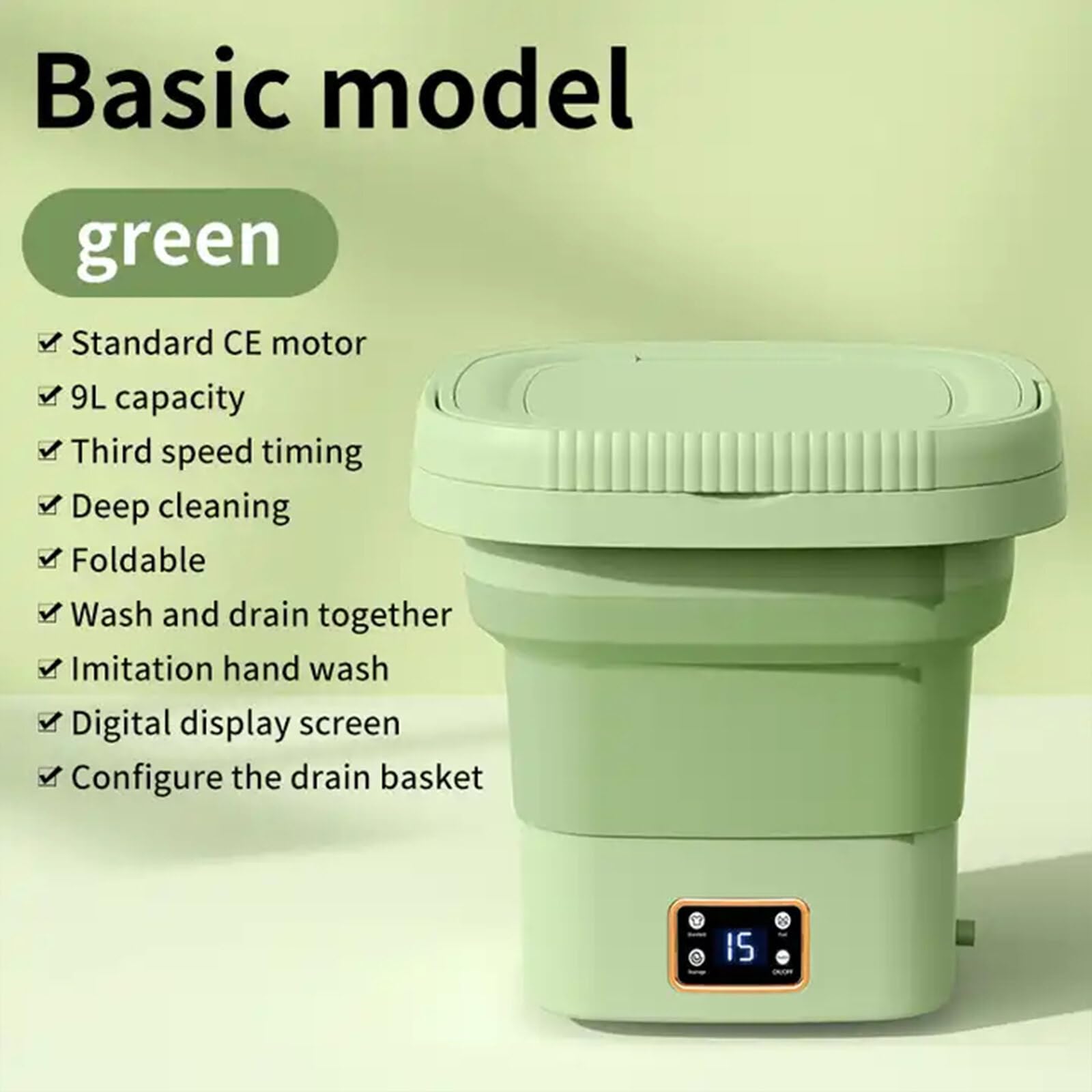 iFCOW Mini Washer Machine, 9L Large Capacity Portable Washing Machine Mini Washer and Dryer Combo for Underwear Socks Baby Clothes Towels