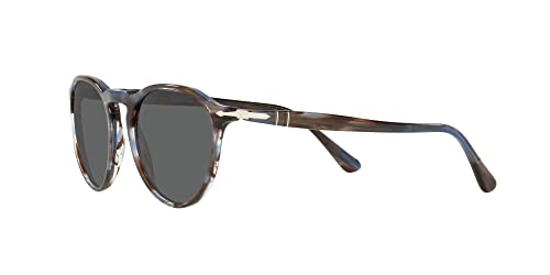 Persol PO3286S Round Sunglasses, Striped Blue/Dark Grey, 49 mm