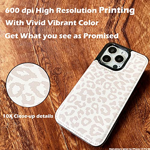 uCOLOR Compatible with iPhone 13 Pro Wallet Case with Card Holder Slots Marble Flip Leather RFID Kickstand Phone Wallet Cover for Women and Girls 6.1β (Leopard, iPhone 13 Pro 6.1")