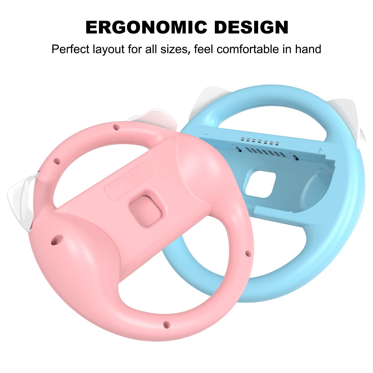 momen Switch Steering Wheel for Nintendo Switch Accessories,Racing Wheels for Mario Kart 8 Deluxe,Compatible with Switch JoyCon Controllers, 2 Pack,Blue & Pink