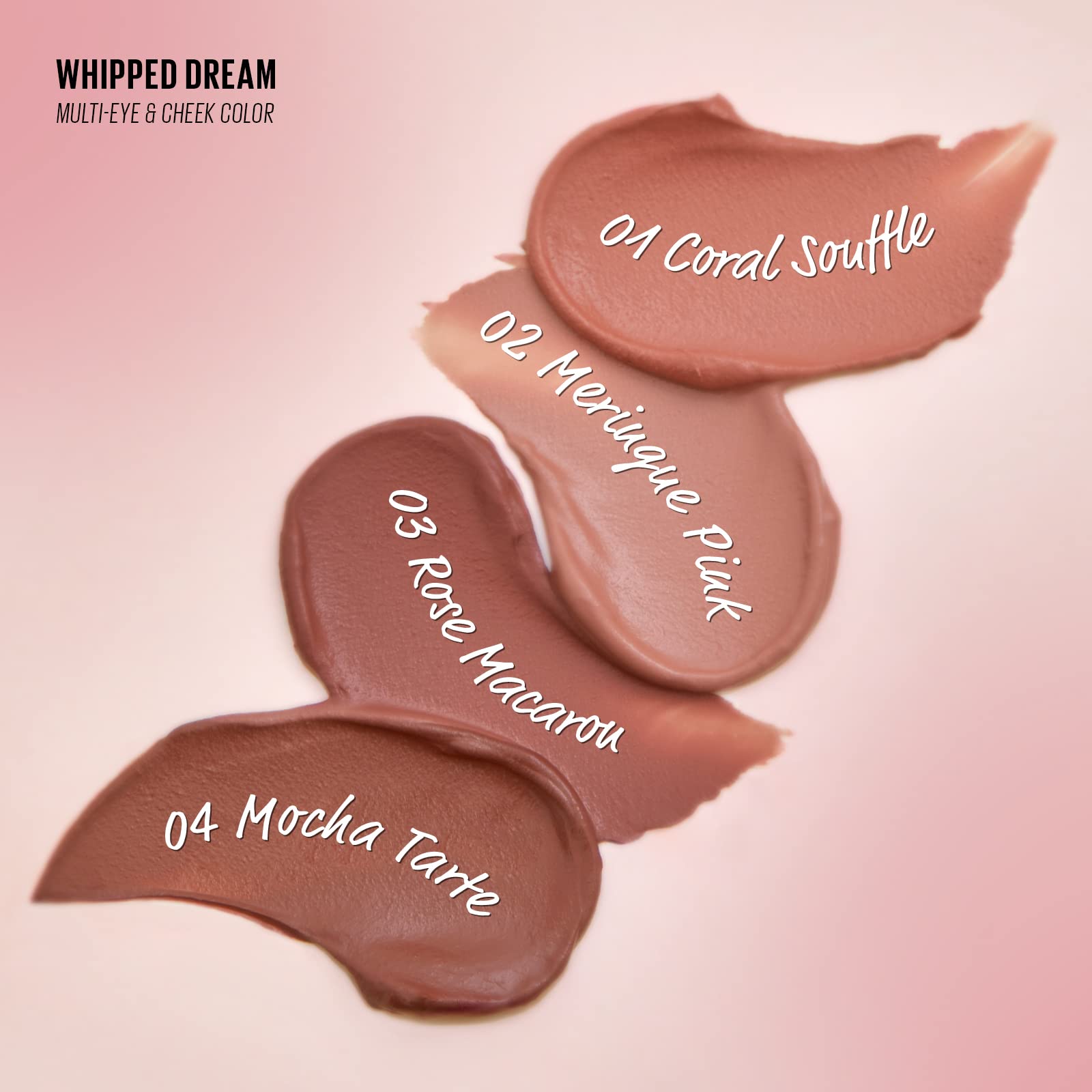 Kaja Multi-purpose Liquid Eyeshadow & Blush - Whipped Dream | with Cotton Seed Oil, 4 Shades, Buildable, Blendable, Airy Semi-matte Finish, 02 Meringue Pink, 0.17 Oz