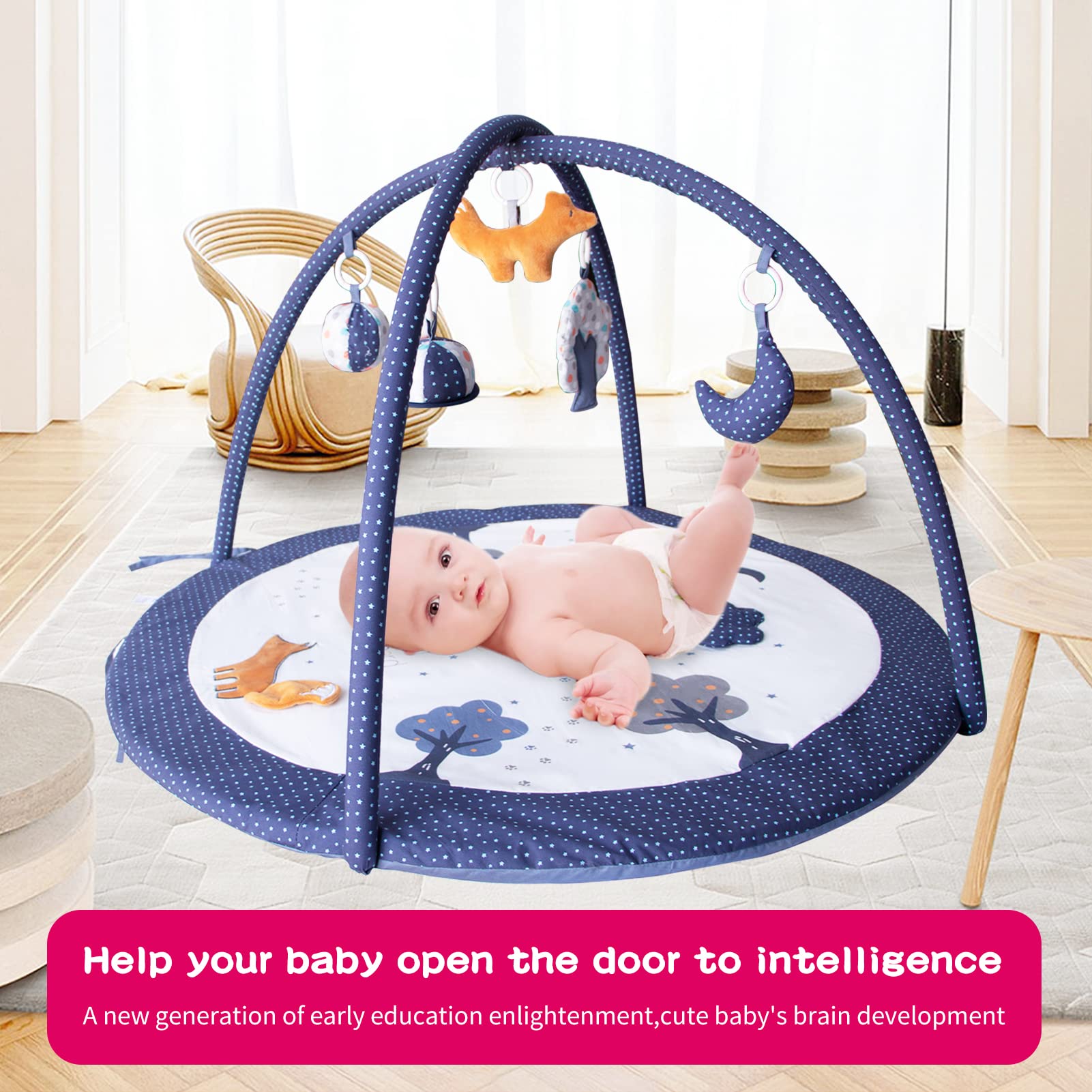 sucarlon Baby Gym Play Mat,Thick & Plush Play Gym,Thicker Non-Slip Baby Activity Gym,Visual, Hearing, Touch, Cognitive Development for Baby,for Ages 1 to 36 Months,Mother's Day Gift