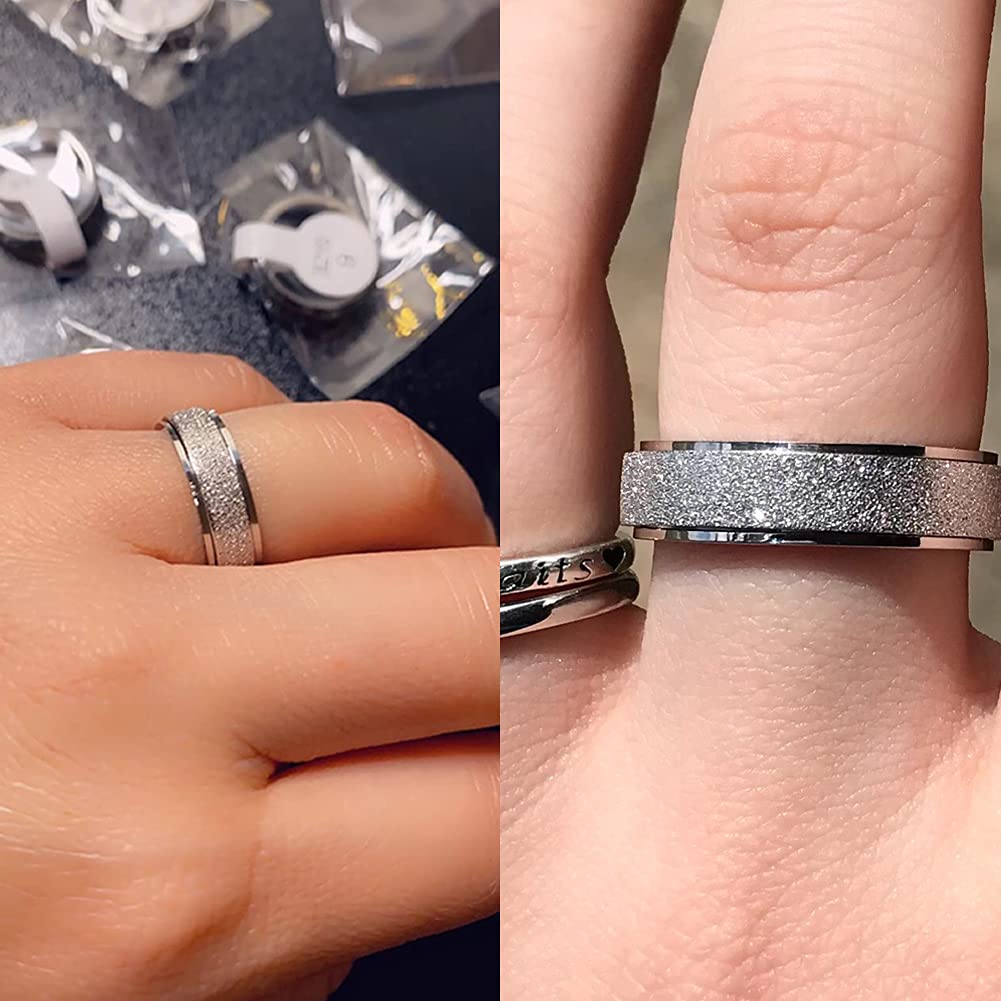 MODRSA Anxiety Ring Spinner Ring Fidget Anxiety Ring for Anxiety Figet Ring Spin Rings for Anxiety Anti Stress Ring Silver Anxiety Rings for Women Men Size 10