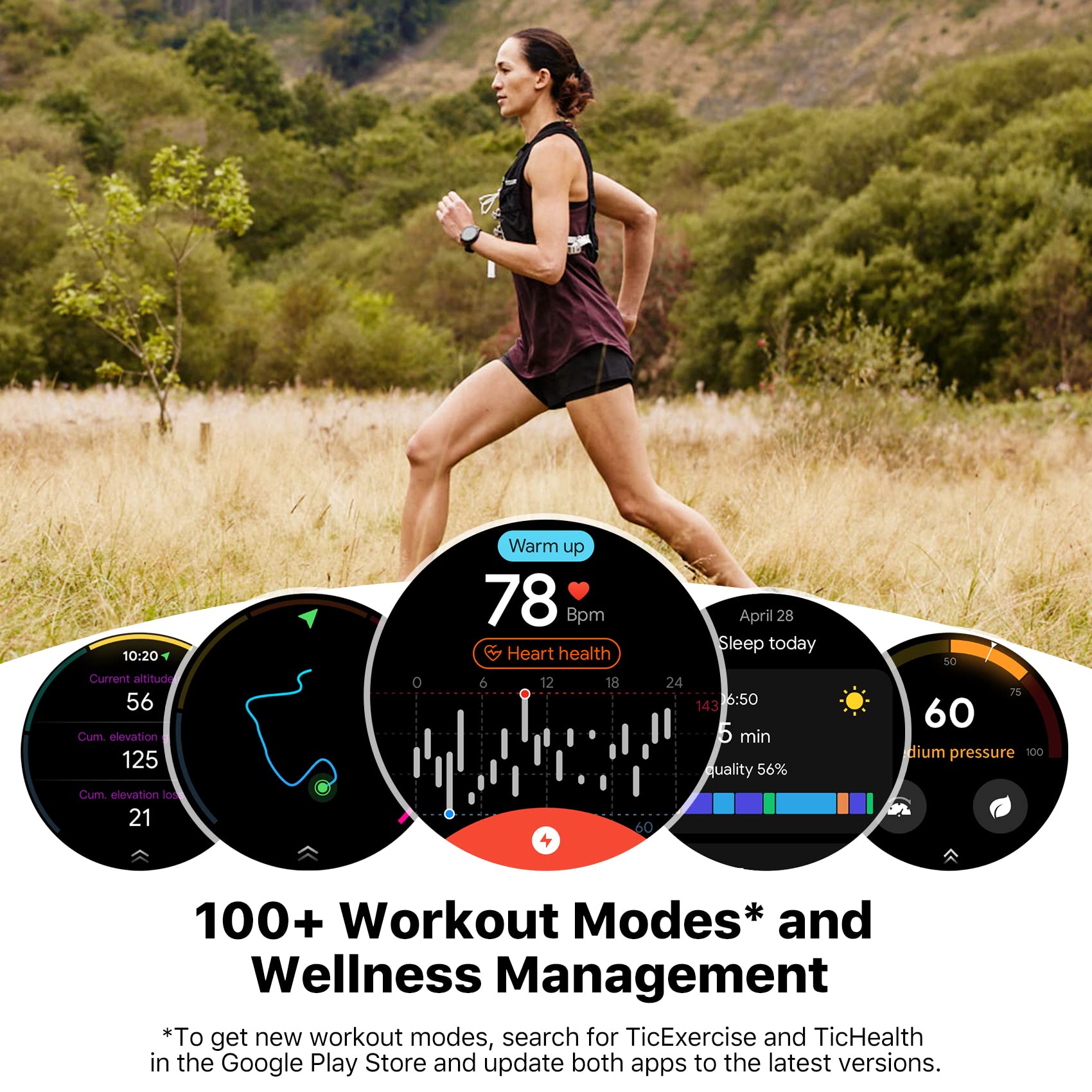 Ticwatch Pro 3 Ultra GPS Smartwatch Plus Black 22mm Silicone Watch Bands strap replacement band Wear OS Smart Watch for Men Blood Oxygen IHB AFib Detection NFC