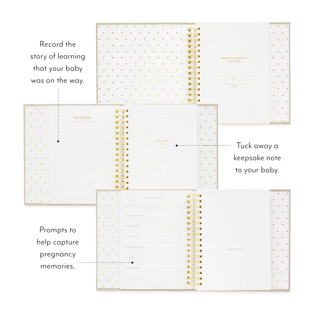 Sugar Paper Baby Keepsake Book - Memory Book from Pregnancy to First Year - Milestone Journal with Pocket Storage - Baby Shower Idea - Gender Neutral Gift - Cloth Hardcover - Mist Green