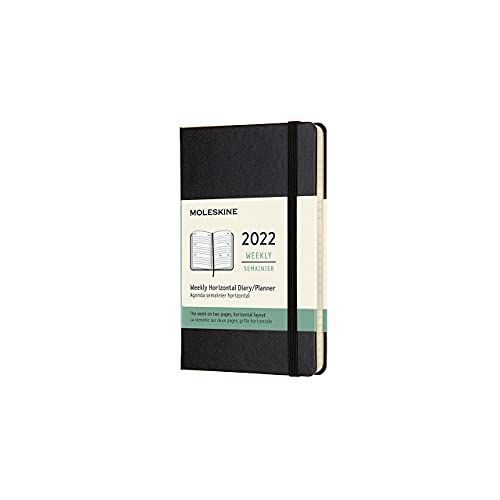 Moleskine Classic 12 Month 2022 Weekly Horizontal Planner, Hard Cover, Pocket (3.5" x 5.5"), Black