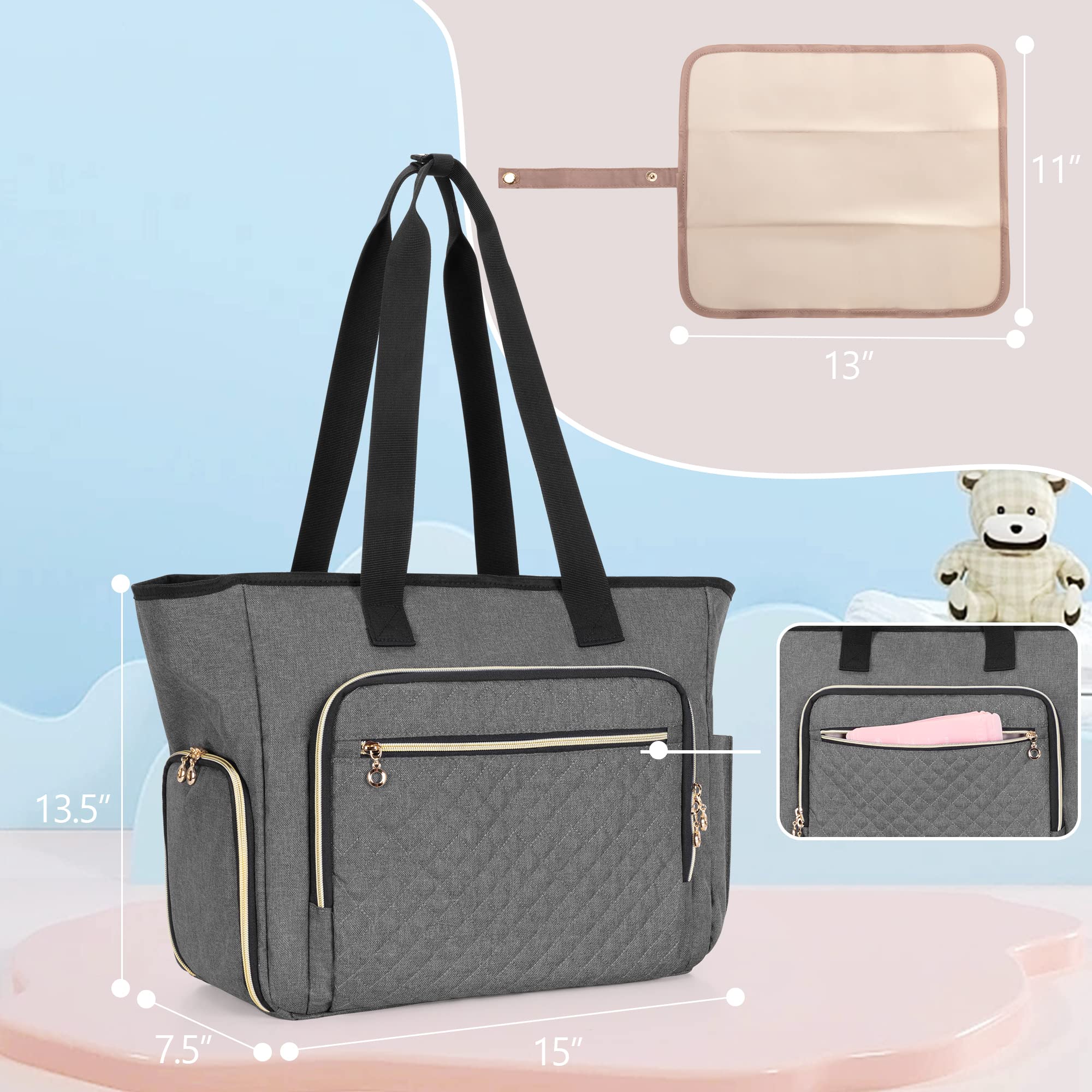 Luxja Wearable Breast Pump Bag (with a Breastmilk Cooler Bag, a Small Carrying Case and a Waterproof Mat), Pumping Bag Compatible with Momcozy and Elvie Breast Pump, Gray
