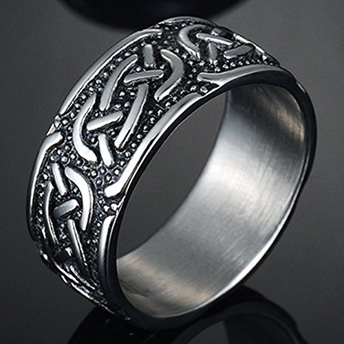 Jude Jewelers 9mm Vintage Stainless Steel Celtic Knot Ring Biker Cocktail Party (Grey, 13)