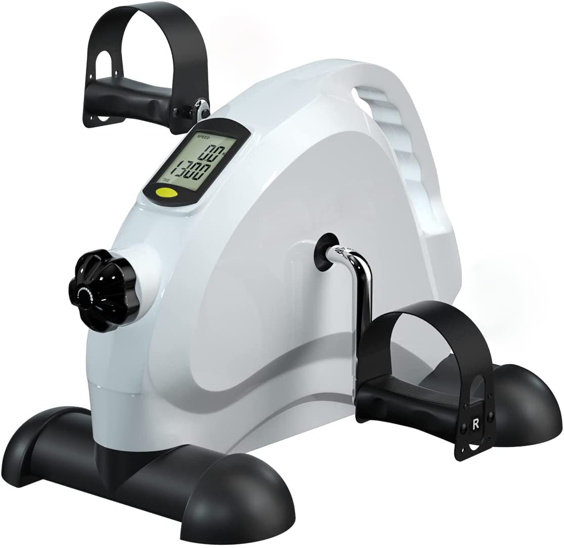 Mini Exercise Bike Under Desk Bike Pedal Exerciser Portable Foot Arm & Leg Peddler Cycle Machine with LCD Screen Displays
