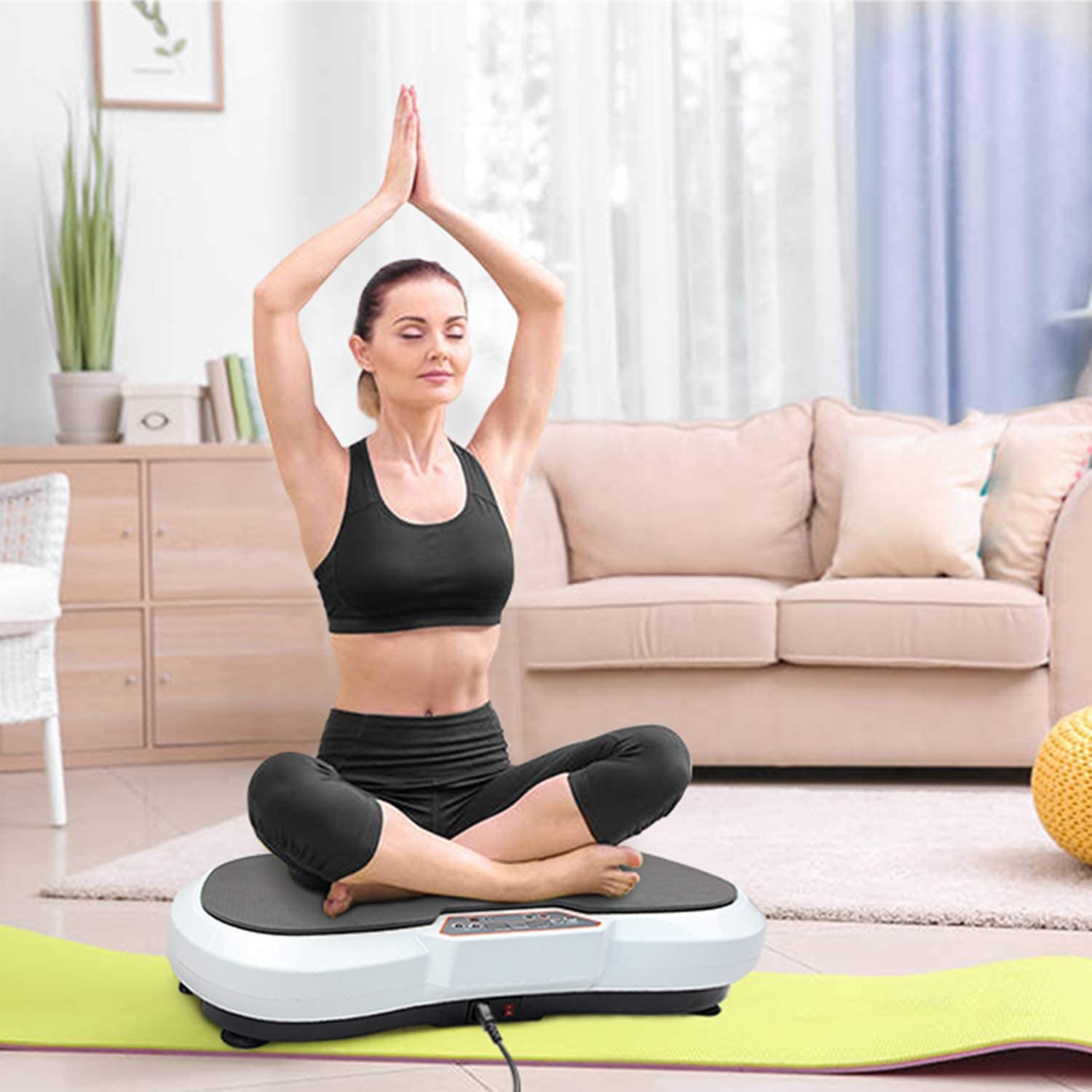 Leogreen Vibration Plate, Portable 3D Exercise Machine with 2 Resistance Bands, Whole Body Trainer for Home Fitness with 180 Levels Adjustable Speed and Time Settings, Maximum Weight 330lbs