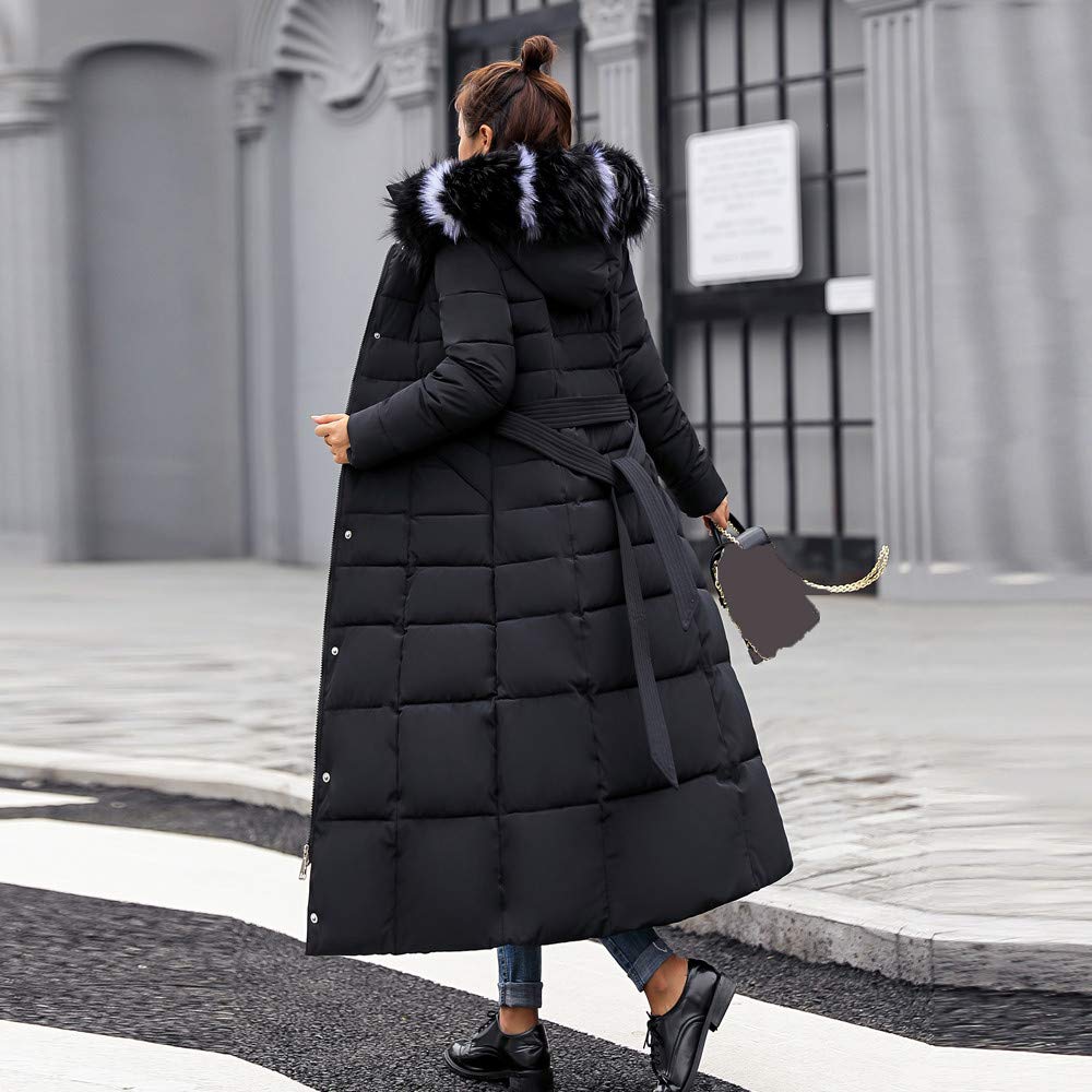 melupa Women's Long Down Coat with Faux Fur Hood Winter Warm Thickened Maxi Down Parka Puffer Jacket Overcoat Outwear