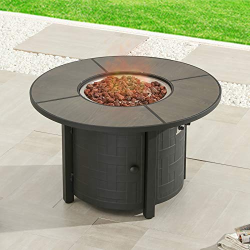 Top Space Propane Fire Pit Table Outdoor Gas Fire Pit Patio Fire Table CSA Certification 50,000 BTU Auto-Ignition, 42 Inch, Round, Bronze