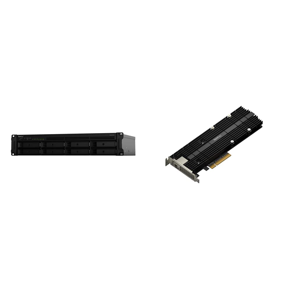 Synology 8 Bay RackStation RS1221RP+ (Diskless) and Synology 10Gb Ethernet and M.2 Adapter Card E10M20-T1, RJ-45 Bundle