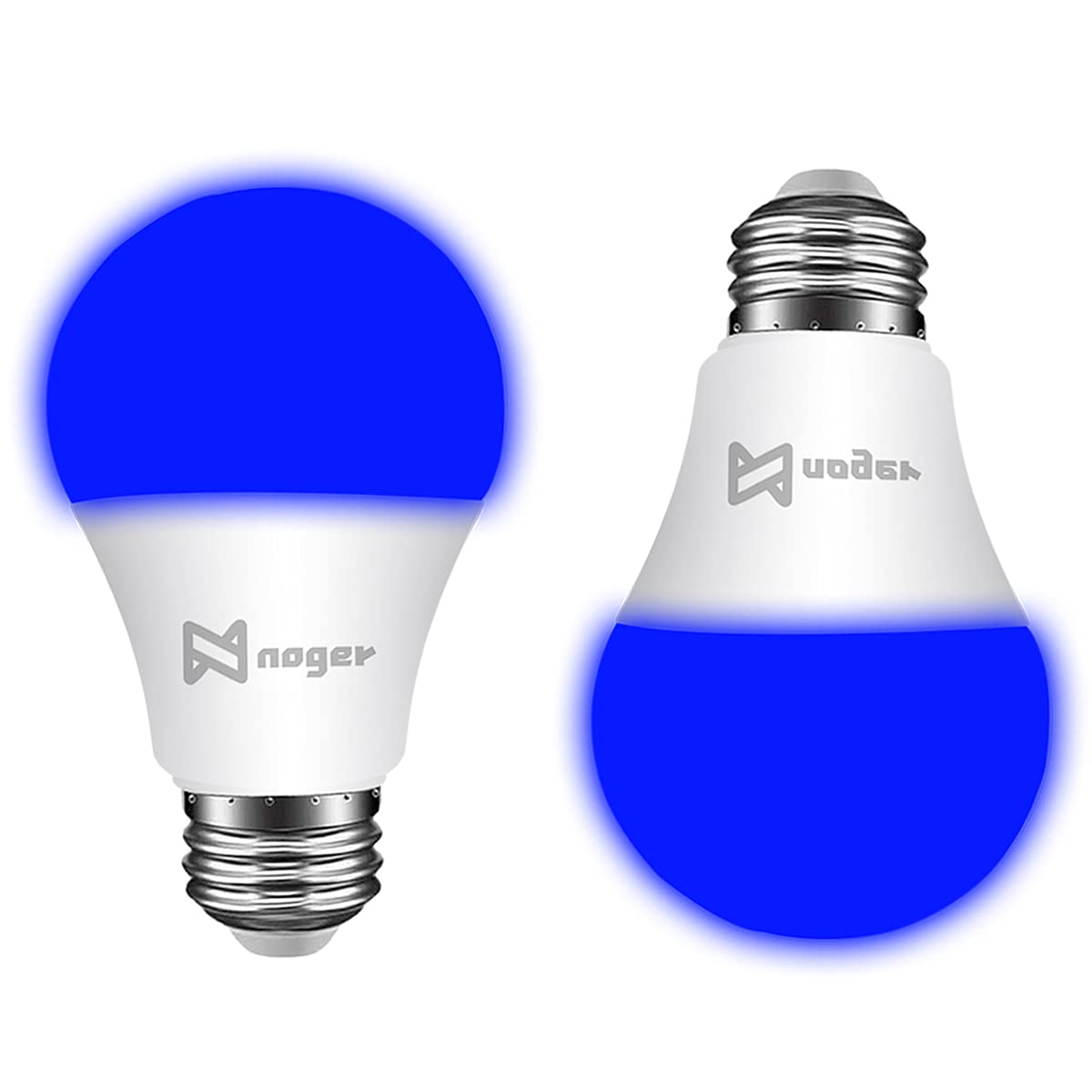 Noger A19 Blue Led Light Bulb with Black Light Effect, 7W (60W Equivalent), E26 Base, Non-dimmable (2 Pack)