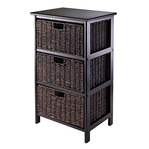 Yardlio Wood Omaha Storage Rack: Sleek, Versatile, and Organized | 2 Baskets | Black Finish