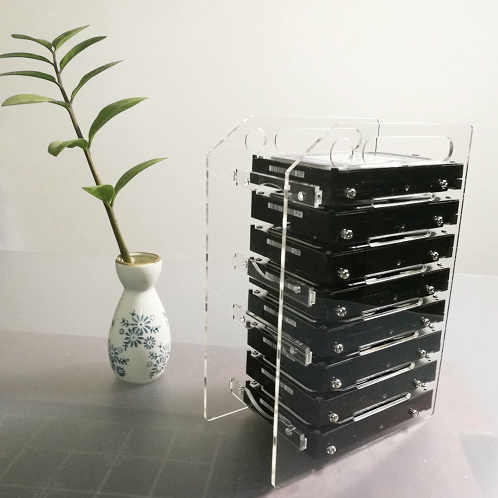 Jaquiain 3.5 Inch HDD Hard Drive Cage 8X3.5 Inch HDD Cage DIY Case for BTC Mining Computer Storage Expansion