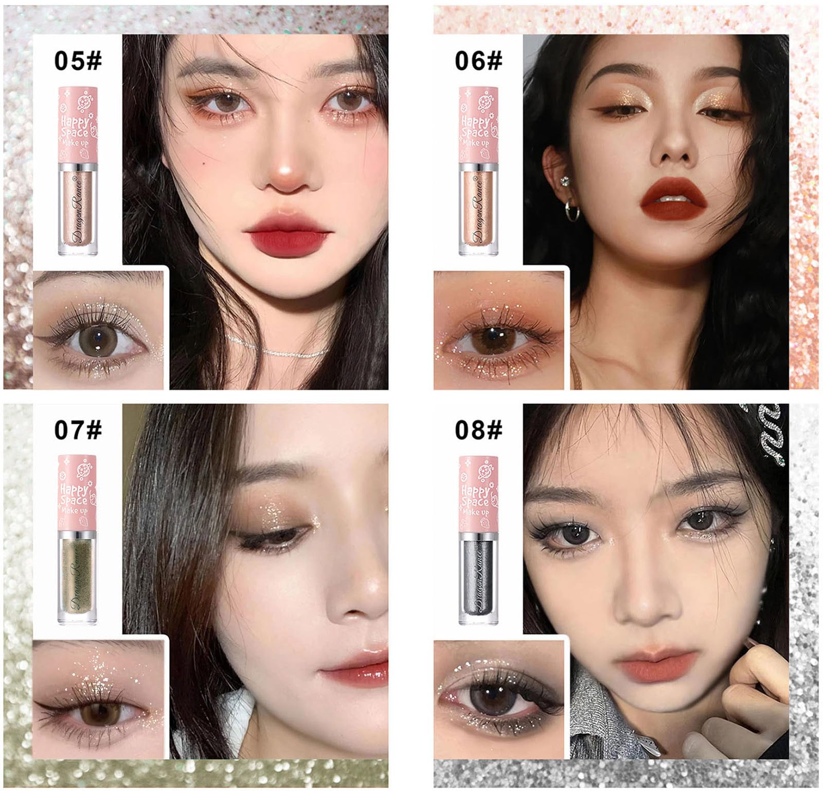 SUMEITANG Liquid Glitter Eyeshadow Eyeliner, Korean Eye Glitter | Tear Drop, Shimmer Metallic Glitter Eye Shadow, Lightweight Water Texture, Quick Drying Long Lasting Creates Beauty Eye Looks