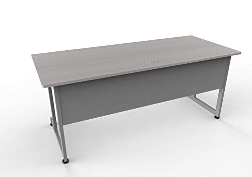 Linea Italia Executive Training Extra Large Easy to Assemble Metal Desk with Wood Top | Computer Table for Home or Office, 72" x 30", Ash