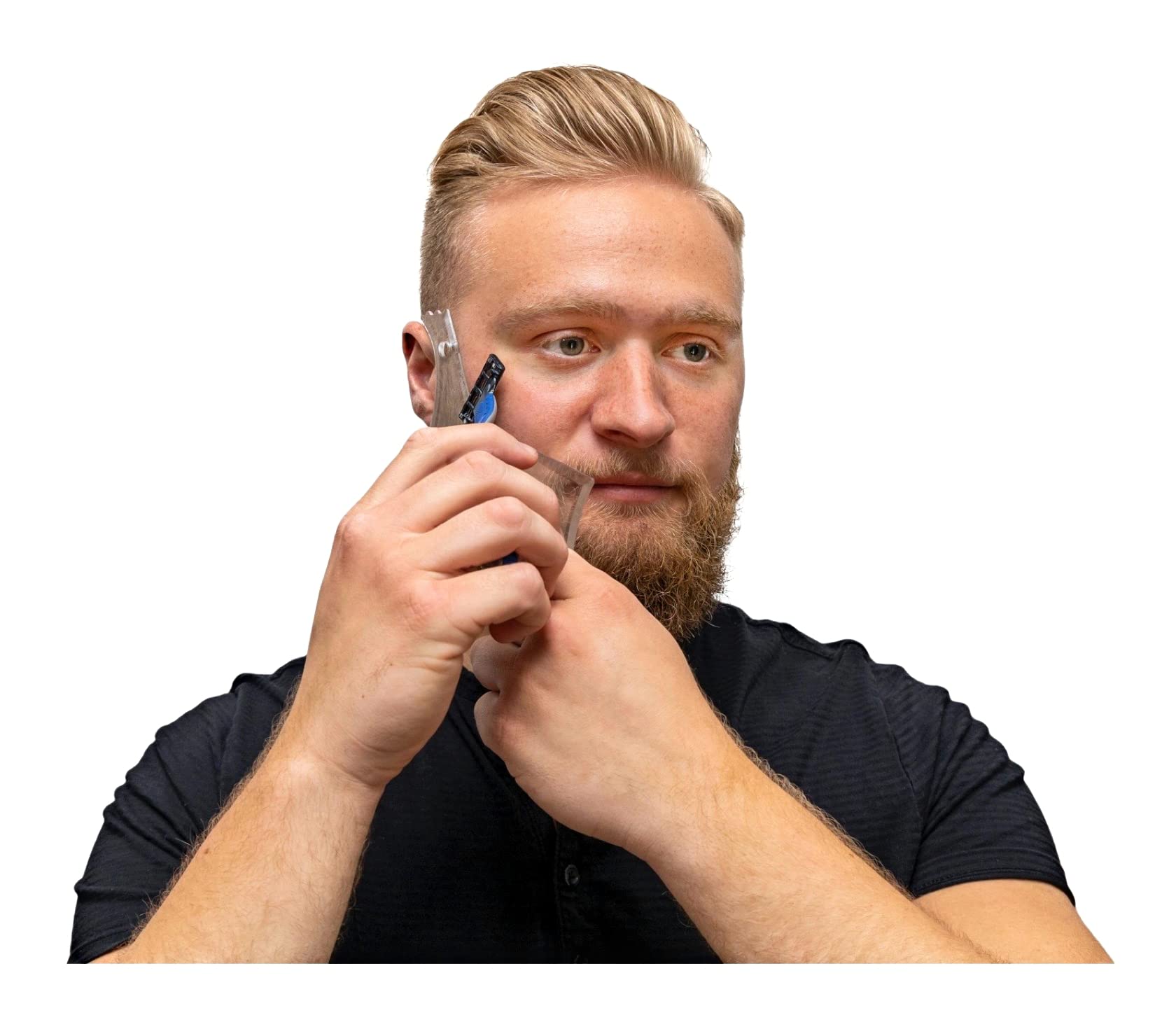 Steezee Beard Shaper For Men - 8-in-1 Transparent Shaping Tool With Comb and Edges For Perfect Lineups - Use With Razor or Trimmer To Style Facial Hair