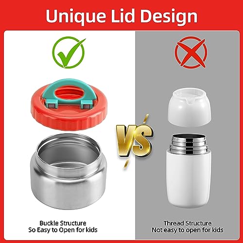 Kids' Bento Lunch Set Featuring a 8oz Soup Thermo, Leak-proof Containers with 4 Compartments, Thermo Food Jar, Ideal for School Lunches(Red)