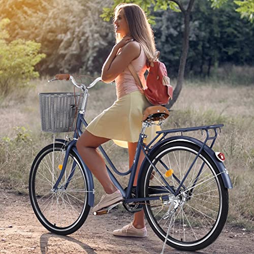 PUTEARDAT Beach Cooler Big Wheels 26-Inch Womens Comfort Bikes Beach Cruiser Bike Single Speed Bicycle Comfortable Bicycle