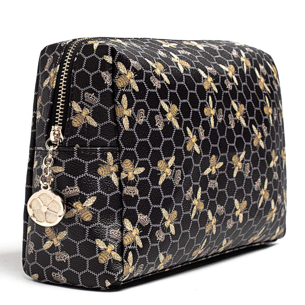 Luxury Makeup Bag for Purse Large Women Cosmetic Pouch for Toiletry Travel (Black)