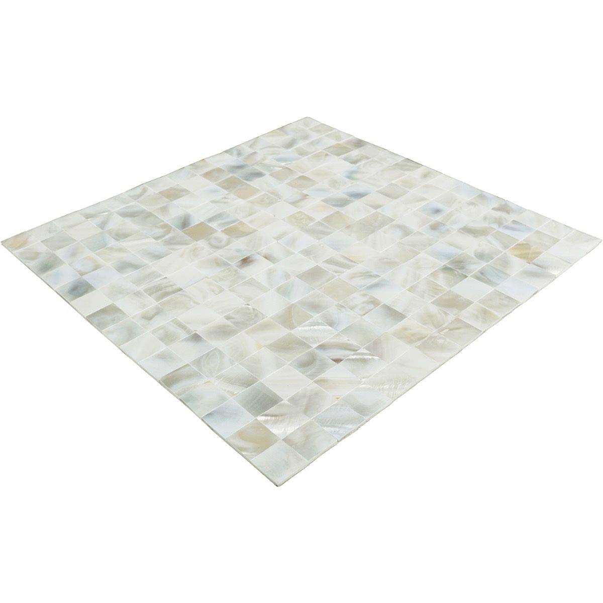 Luxe Core Square White 3 in. x 6 in. Mother of Pearl Peel and Stick Tile Sample