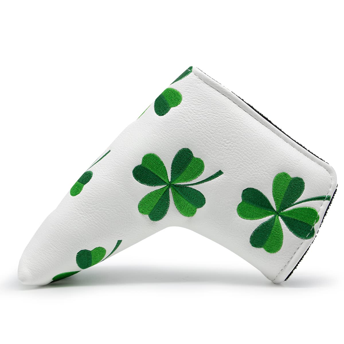 Putter Cover Magnetic - Lucky Clover Embroidery Golf Blade Putter Headcover -Golf Club Head Covers - Synthetic Leather Well-Made Putter Covers Blade