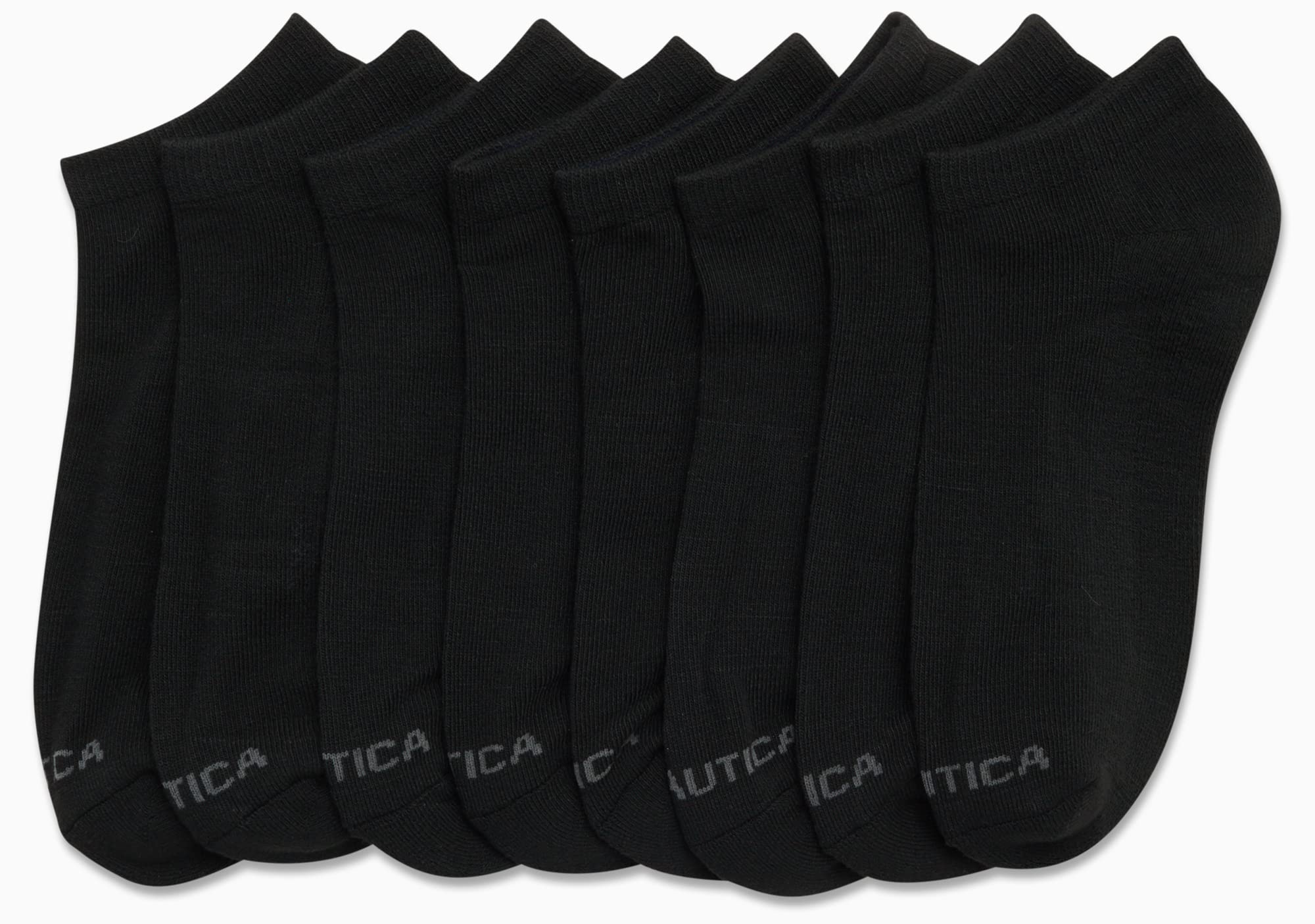 Nautica Men's Athletic Socks - Cushioned Low Cut Socks (8 Pack), Size 6-12.5, Black