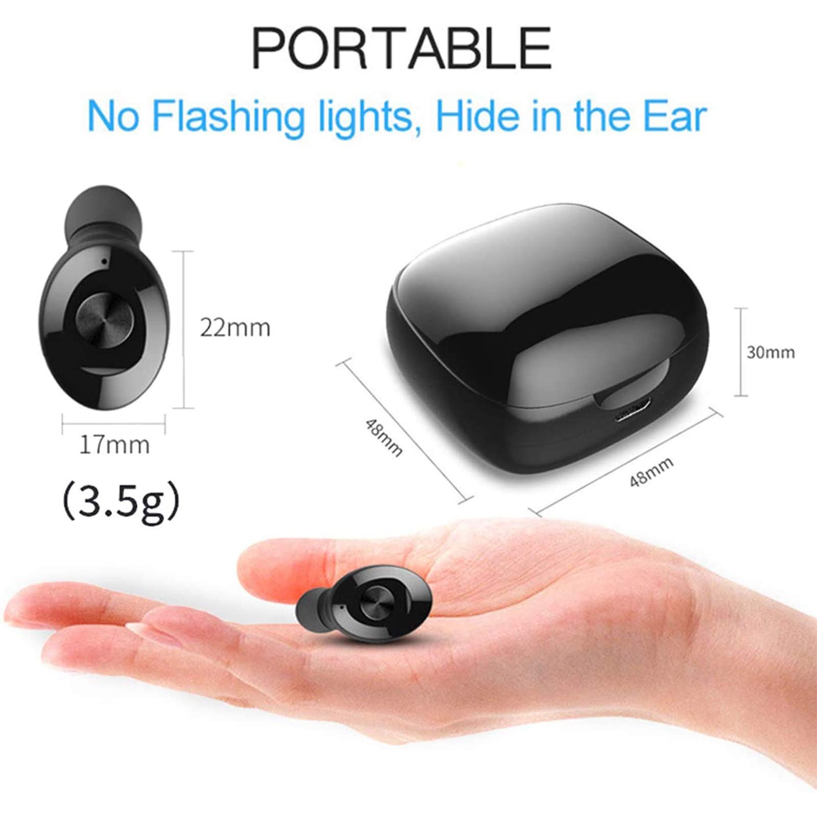 Mini Bluetooth Earbud,IULONEE Wireless Sport Earphone Portable Earpiece Small Invisible Headphone IPX5 Waterproof HiFi 3D Stereo Car Bluetooth Headset with Microphone for Cell Phone (1 Pair,Black)
