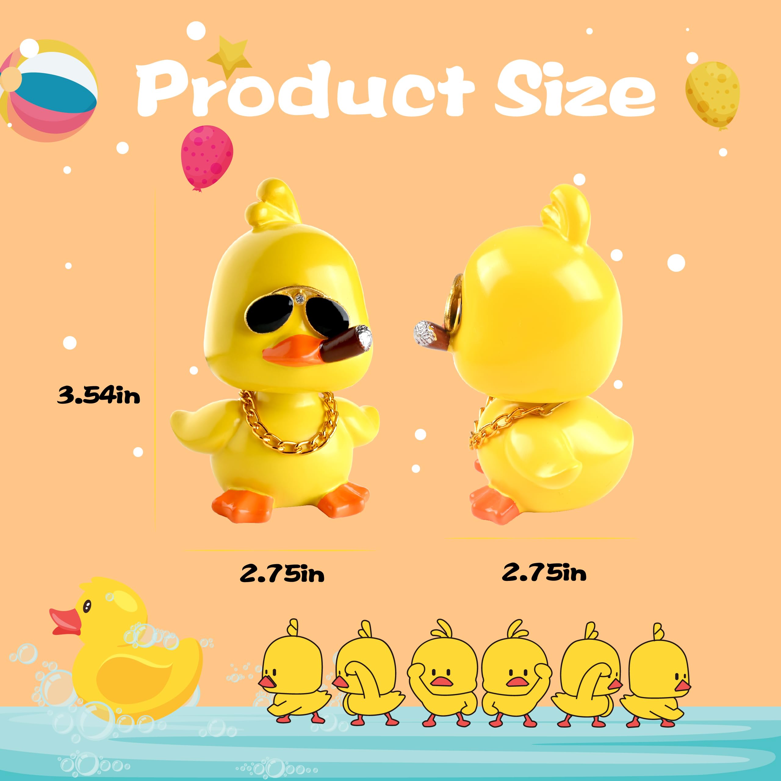 JARHOT Cute Yellow Duck Car Decorations Cool Car Dashboard Ornaments Funny Smoking Car Ducks Cars Shaking Head Doll for Resin Car Decorations Interior