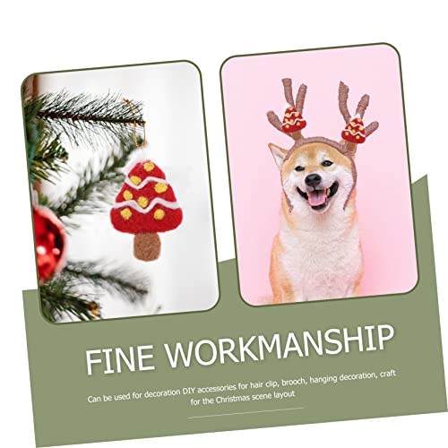 VOSAREA 2pcs Christmas Tree Poke Fun Mini Clips for Hair Plant Decor Mini Accessories Nativity Decor Handmade Mini Xmas Tree Christmas Felt Ornament Kits Wool Felt Clothes Sewing Materials