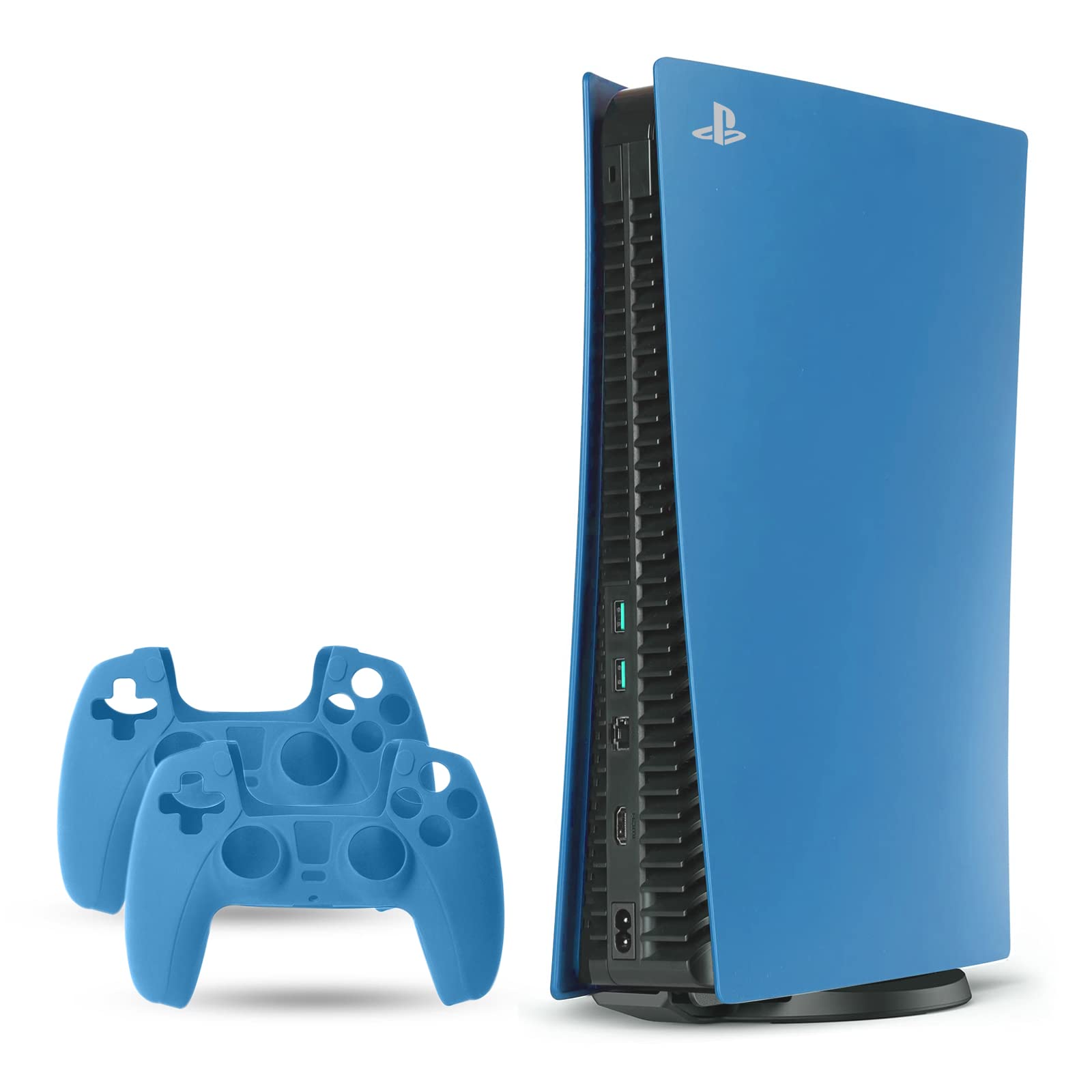 PEYANZ PS5 Console Cover, ABS Shell, Replacement Faceplate, Anti-Scratch Dustproof, with Extra 2pcs Free Controller Stickers or Covers (Disc Edition, StarBlue)