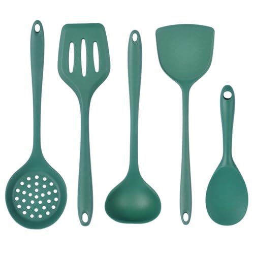 Kitchen Utensils, 5-Piece Silicone Cooking Set, Heat-Resistant Silicone Kitchen Utensils, Non Stick Cookware, Including Spatula, Spatula, Fence, Soup Spoon, Rice Spoon