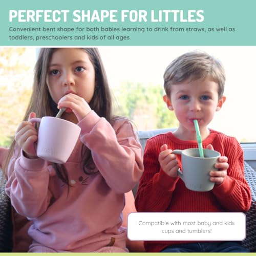 melii Reusable Silicone Animal Straws for Toddlers & Kids with Cleaning Brush β BPA Free, Dishwasher & Microwave Safe (6 Straws)